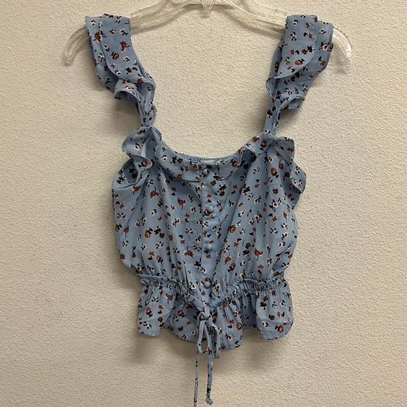 Sienna Sky | Tops | Sienna Sky Floral Ruffle Crop Top S | Poshmark